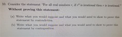 solved 10 consider the statement for all real numbers r