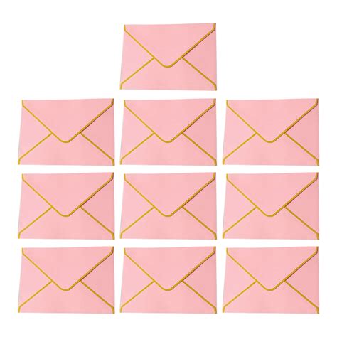 Sylvtty 10pcs Hot Stamping Envelope Golden Border Blanks V Flap Design Envelope Greeting Cards