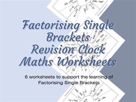 Factorising Single Brackets Maths Revision Clock Worksheets Teaching Resources