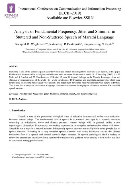 Pdf Analysis Of Fundamental Frequency Jitter And Shimmer In