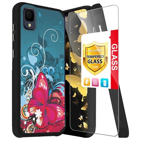 TJS TCL Z LE Phone Case Tempered Glass Protector Shockproof Drop Protection Butterfly