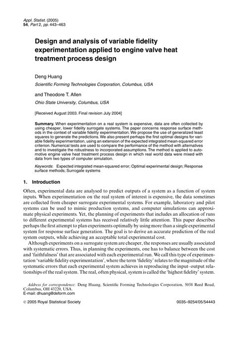 Pdf Design And Analysis Of Variable Fidelity Experimentation Applied