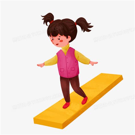卡通儿童走平衡木png图片素材下载 卡通png 熊猫办公