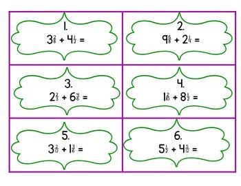Adding And Subtracting Mixed Numbers Task Cards By Mrs Roff TPT