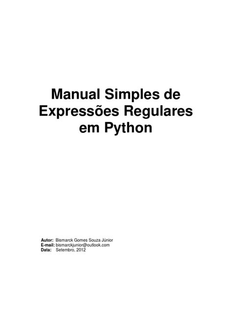 Manual Simples Expressões Regulares Python Pdf Python Linguagem De