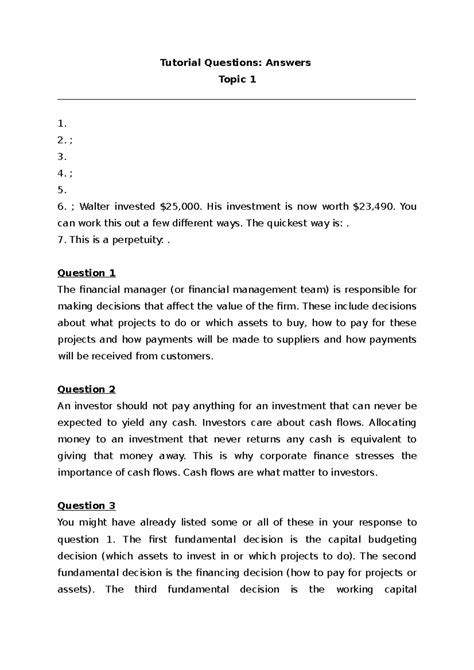 Tutorial Questions Topic 1 Answers Tutorial Questions Answers Topic