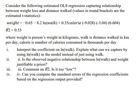 Solved Consider The Following Estimated OLS Regression Chegg