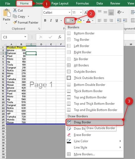 How To Insert Edit Or Remove Outside Border In Excel Excel Wizard