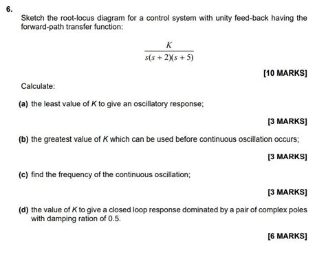 Sketch The Root Locus Diagram For A Control Chegg