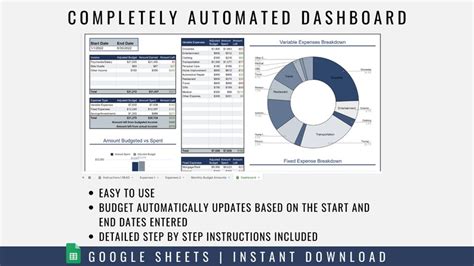 Automated Budget Planner Spreadsheet Template Income And Etsy