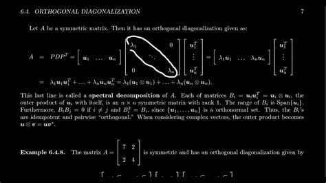 Spectral Decomposition Of A Symmetric Matrix Youtube
