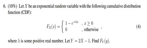 Solved Let X Be An Exponential Random Variable With The