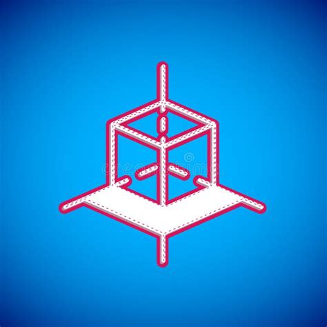 White 3d Modeling Icon Isolated On Blue Background Augmented Reality Or Virtual Reality Stock