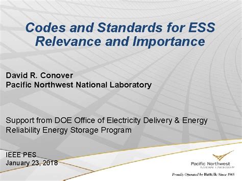Codes And Standards For ESS Relevance And Importance
