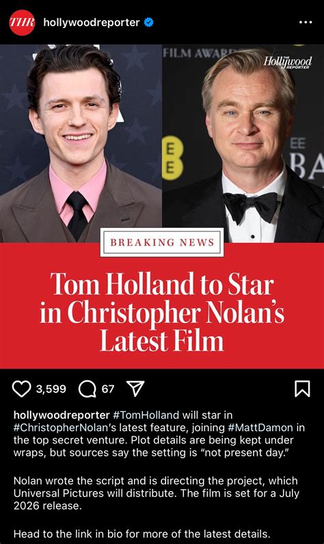 톰 홀랜드 크리스토퍼 놀란 신작에 출연 예정 영화톡톡 무코