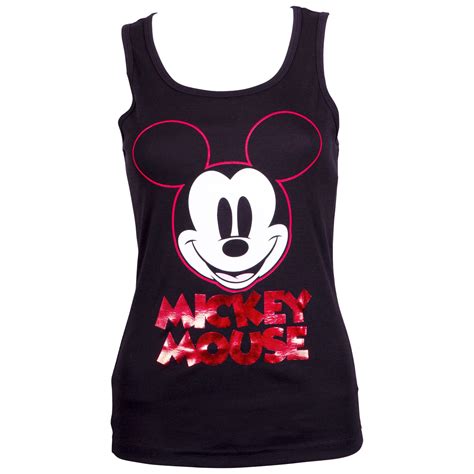 Mickey Mouse Womens Black Red Foil Tank Top Xlarge
