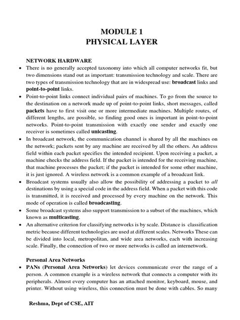 Module 1 Physical Layer Pdf Computer Network Osi Model