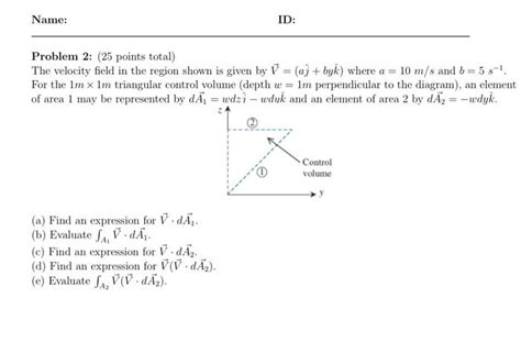 Solved Name Problem Points Total The Velocity Field Chegg