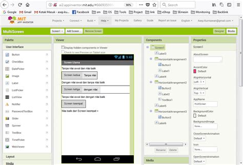 Multi Screen Dengan App Inventor Perancangan Mesin Otomatis Dan