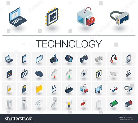 Isometric Flat Icon Set 3d Vector Stock Vector Royalty Free 593768981