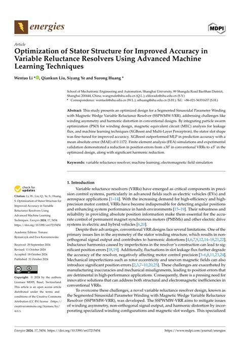 Pdf Optimization Of Stator Structure For Improved Accuracy In Variable Reluctance Resolvers