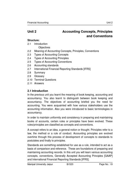 Unit 2 Accounting Concepts Principles And Conventions Pdf Equity Finance International