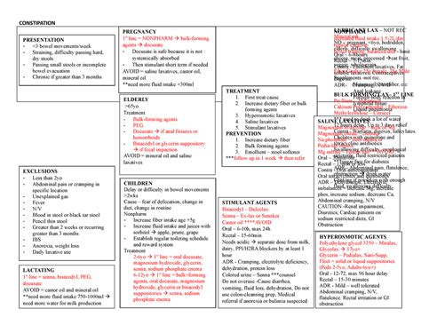 Constipation Prep Sheet Constipation Presentation