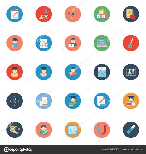 Education Color Isolated Vector Icons Pack Can Easily Modified Edit