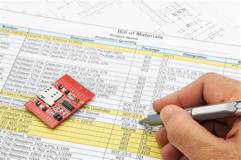 Electronics Board Check With Bom Documentation And Reviewing Components Stock Image Image Of