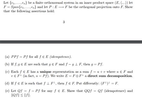 Solved Let En Be A Finite Orthonormal System In Chegg Com