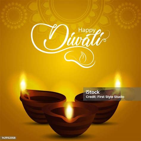 빛나는 디왈리 디야와 함께 행복한 디왈리 축하 배경의 벡터 일러스트 레이 션 0명에 대한 스톡 벡터 아트 및 기타 이미지 0명 공휴일 꽃무늬 Istock