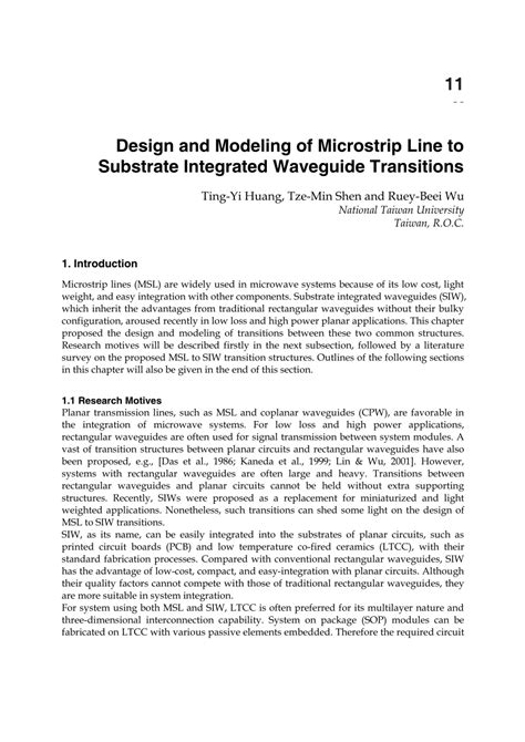 Pdf Design And Modeling Of Microstrip Line To Substrate Integrated Waveguide Transitions