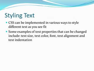 Styling Text Using Css PPT