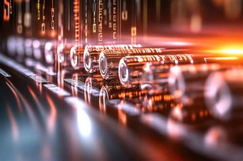 Futuristic Data Transmission Close Up Of High Speed Fiber Optic Cables