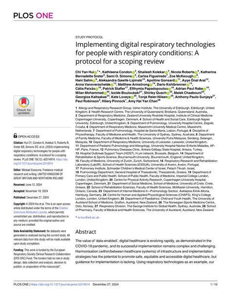 Pdf Implementing Digital Respiratory Technologies For People With Respiratory Conditions A