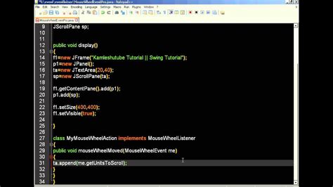 Mousewheel Listener Interface Event Listener Java Swing Tutorial