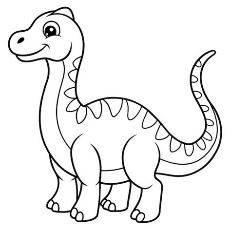 귀여운 플레토사우루스 터 일러스트레이션 라인 아트 프리미엄 Ai 생성 벡터