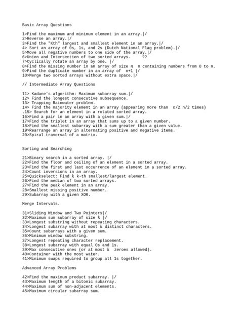 Basic Array Questions 1 Pdf Applied Mathematics Algorithms