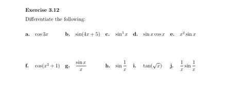 Solved Exercise 312differentiate The