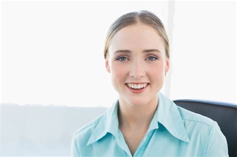 Premium Photo Classy Smiling Businesswoman Looking At Camera