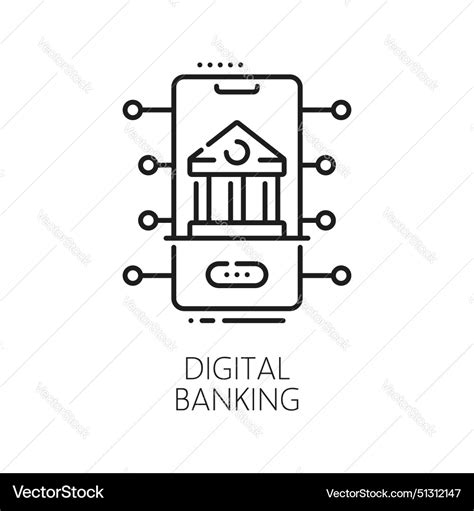 Fintech Digital Banking Technology Outline Icon Vector Image