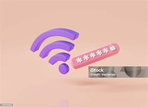 분홍색 배경에 암호 아이콘이 있는 Wifi 무선 인터넷 Wifi 기호입니다 무선 보호 와이파이 구역 와이파이 연결 Wifi 보안 와이파이 액세스 개념입니다 3d 최소 렌더링
