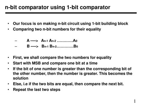 Ppt N Bit Comparator Using 1 Bit Comparator Powerpoint Presentation