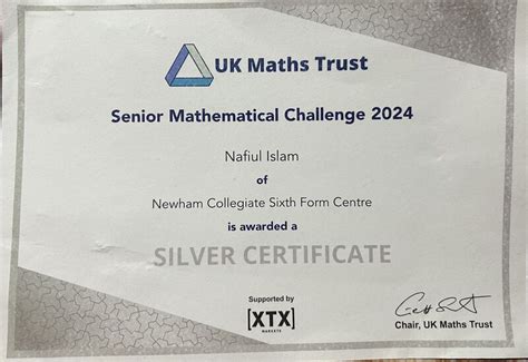 Im Proud To Announce That Ive Been Awarded The Silver Award In The Uk Mathematics Trust Ukmt