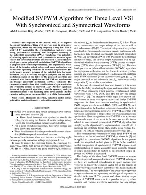 04 Modified Svpwm Algorithm For Three Level Vsi With Synchronized And Symmetrical Waveforms