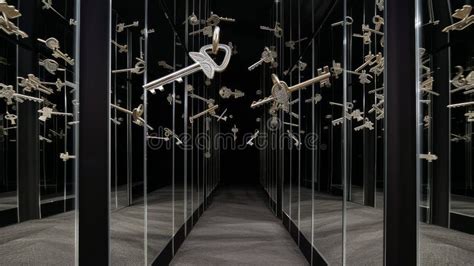 Floating Keys In Art Installation Stock Image Image Of Darkness