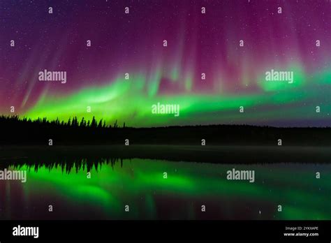Colorful Aurora Borealis Northern Lights At Yellowknife Northwest