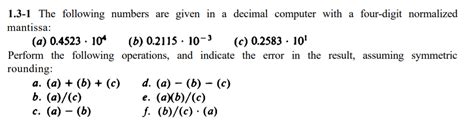Solved The Following Numbers Are Given In A Decimal Chegg