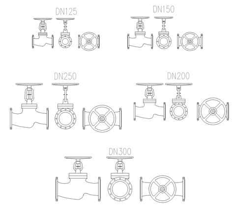 Water Plumbing Valves Up To Dn300 Dwg Cad Block Download