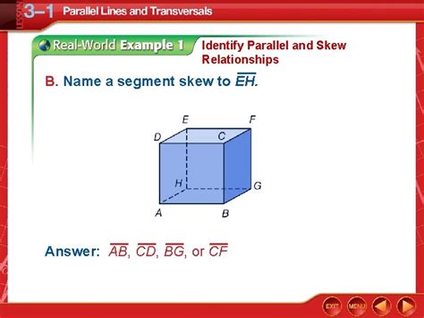 Identify Parallel And Skew Relationships A Name All